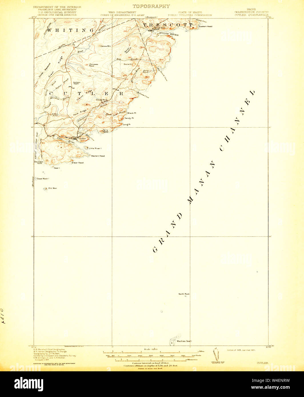 Maine USGS Historical Map Cutler 460338 1918 62500 Restoration Stock ...
