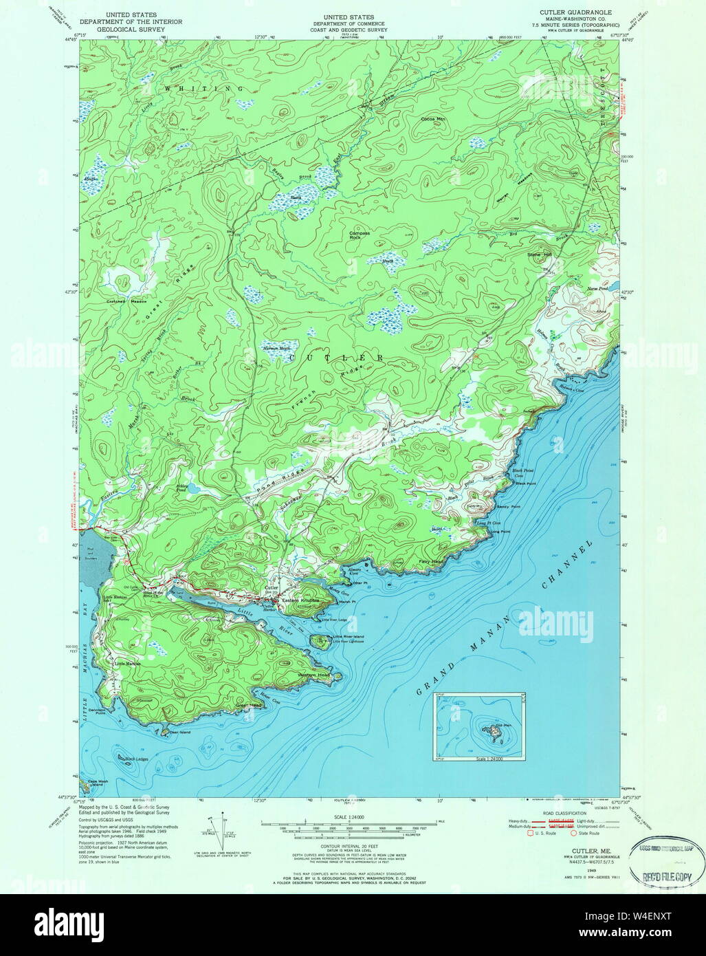 Maine USGS Historical Map Cutler 806626 1949 24000 Restoration Stock ...