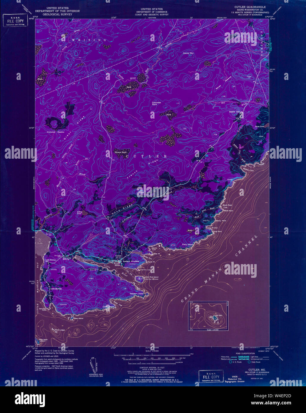 Maine USGS Historical Map Cutler 806628 1951 24000 Inversion ...