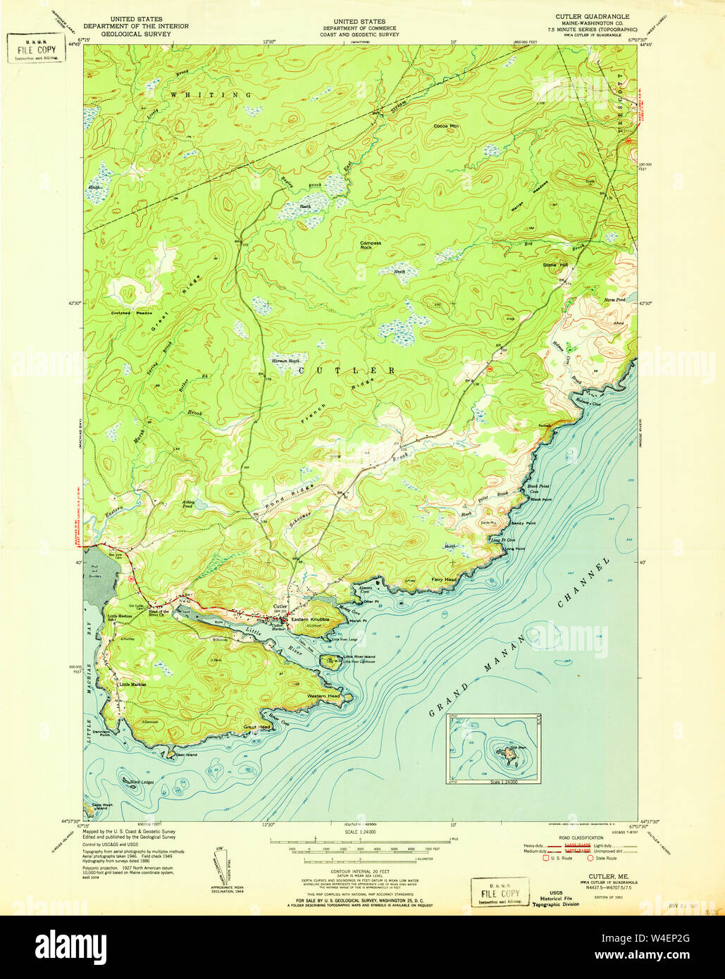 Maine USGS Historical Map Cutler 806628 1951 24000 Restoration Stock ...