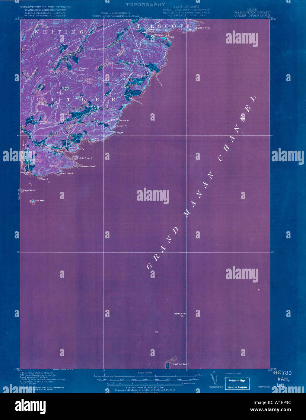 Maine USGS Historical Map Cutler 807456 1918 62500 Inversion ...