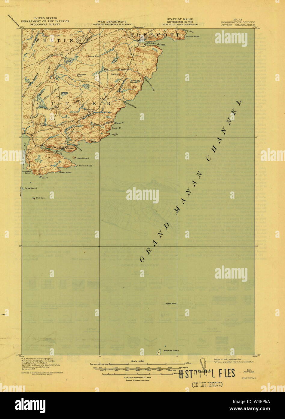Maine USGS Historical Map Cutler 807458 1918 62500 Restoration Stock ...
