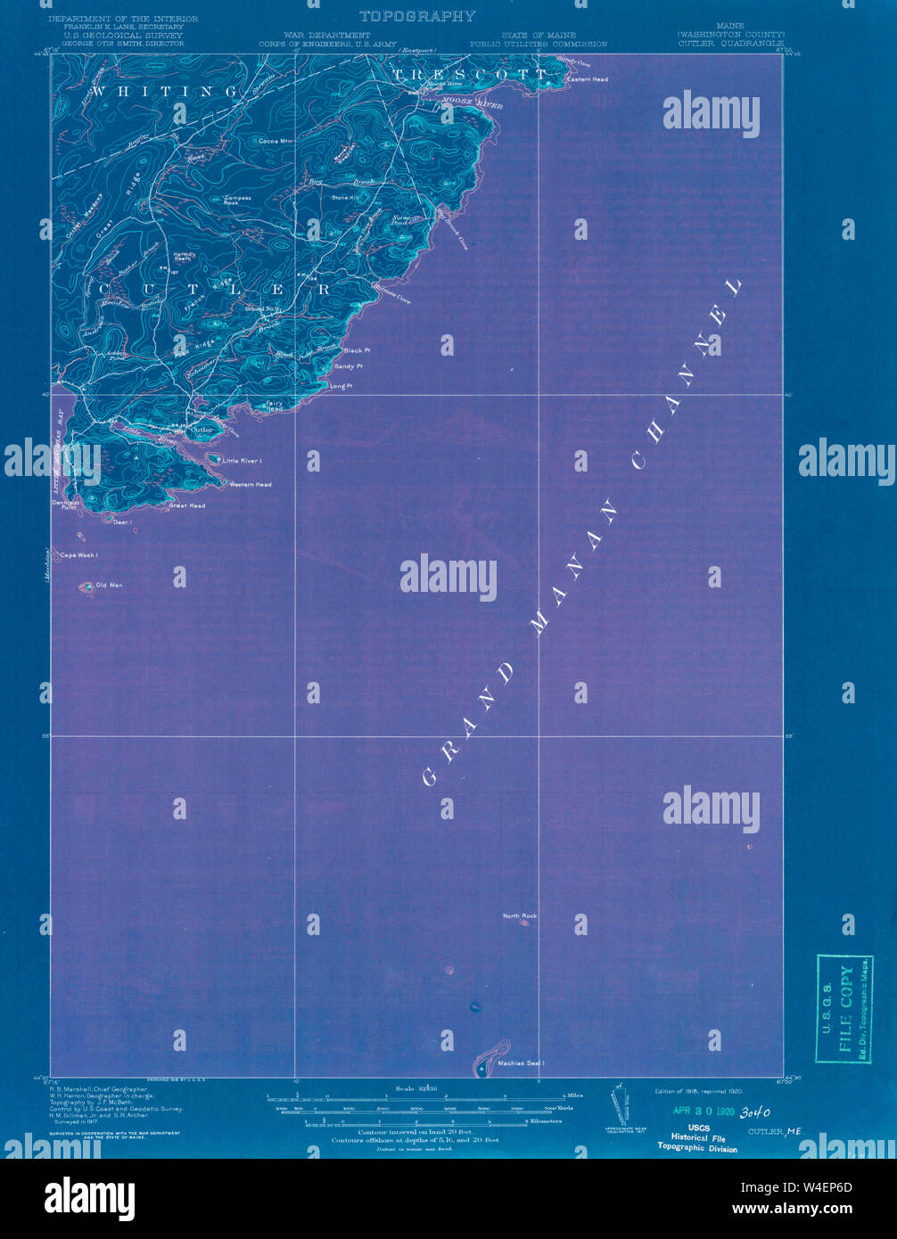 Maine USGS Historical Map Cutler 807459 1918 62500 Inversion ...