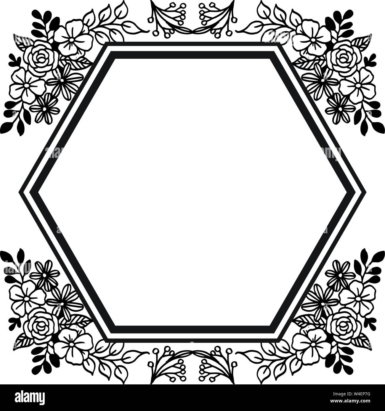 Drawing flower frame and vintage frame, for pattern elegant cards ...