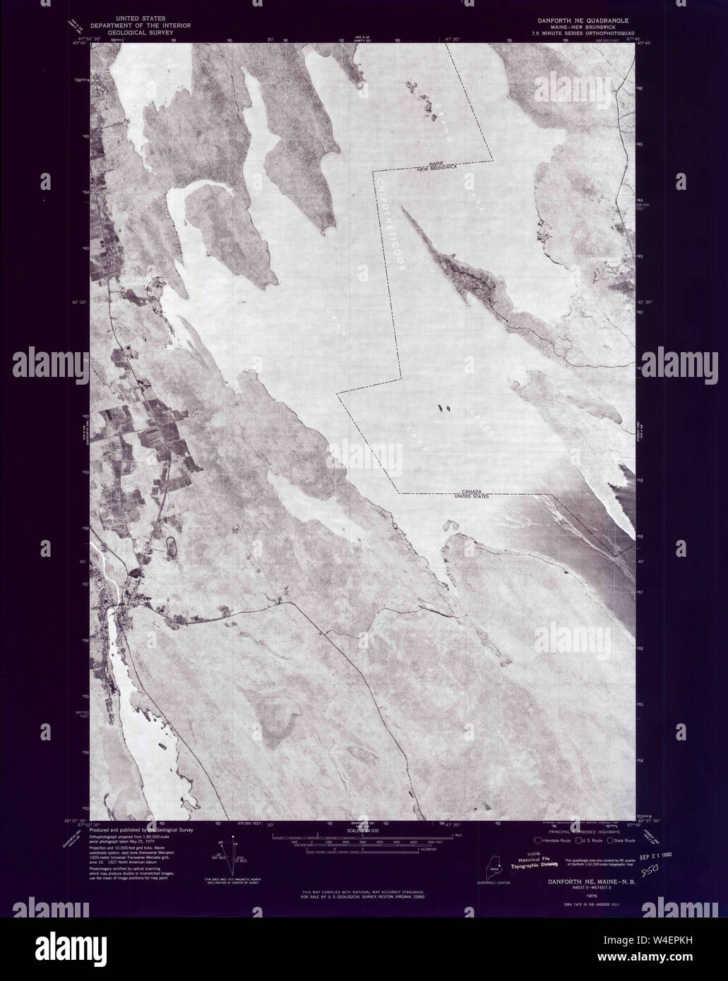 Maine USGS Historical Map Danforth NE 806631 1975 24000 Inversion ...
