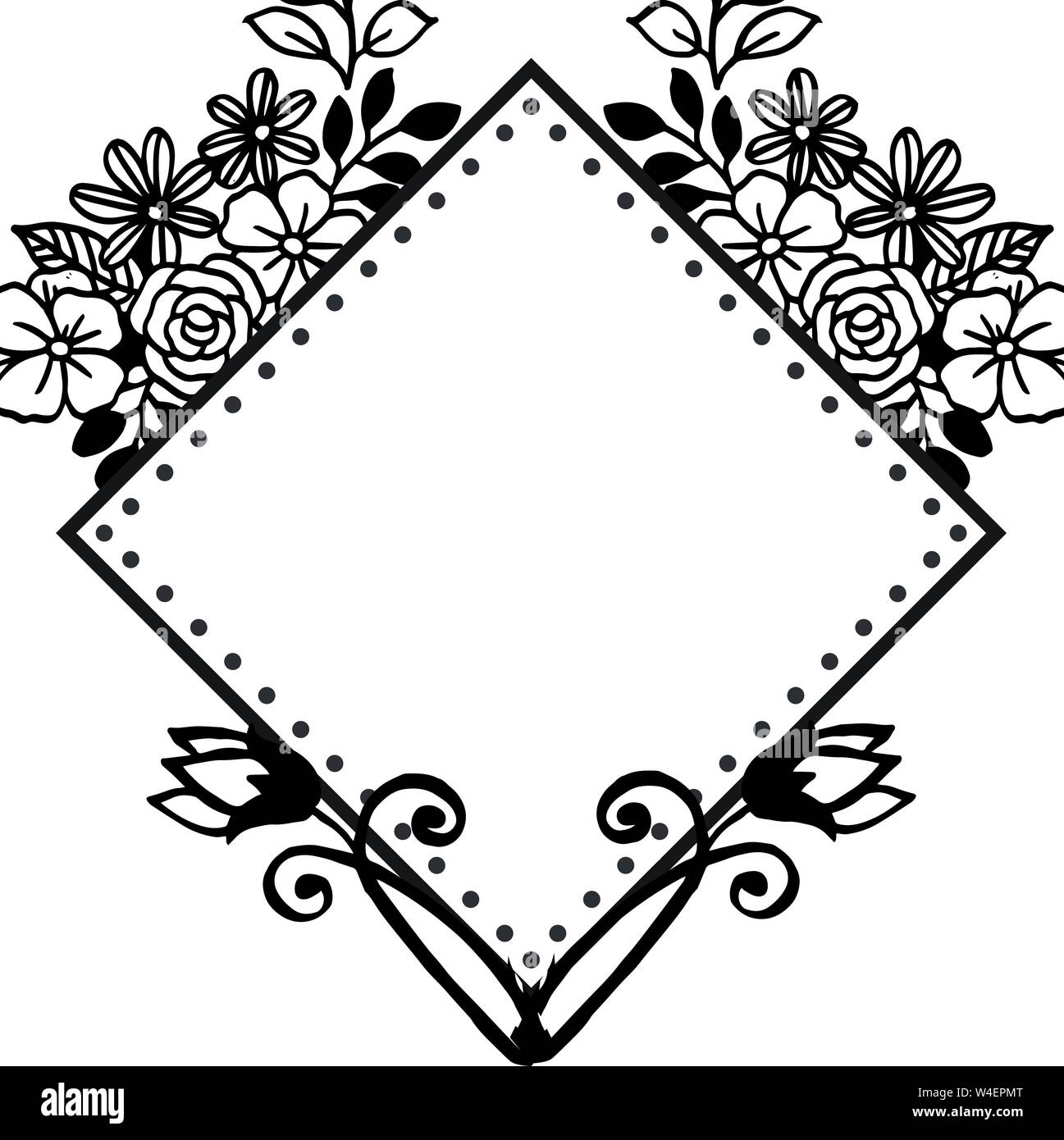 Ornament floral frame pattern, flower border element and leaf, isolated ...
