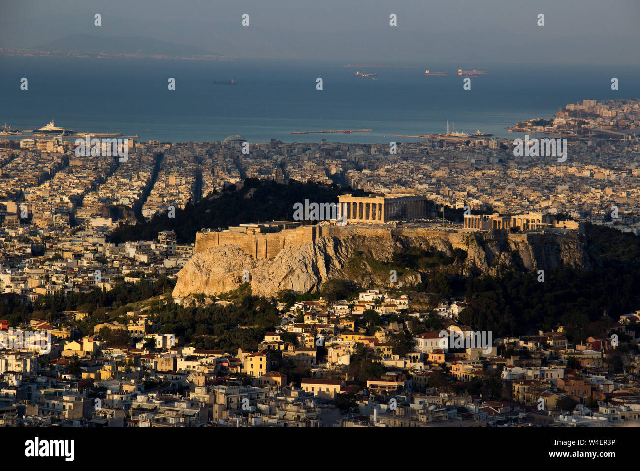 Sunrise over the Acropolis as seen from Lycabetus Hill in Athens ...