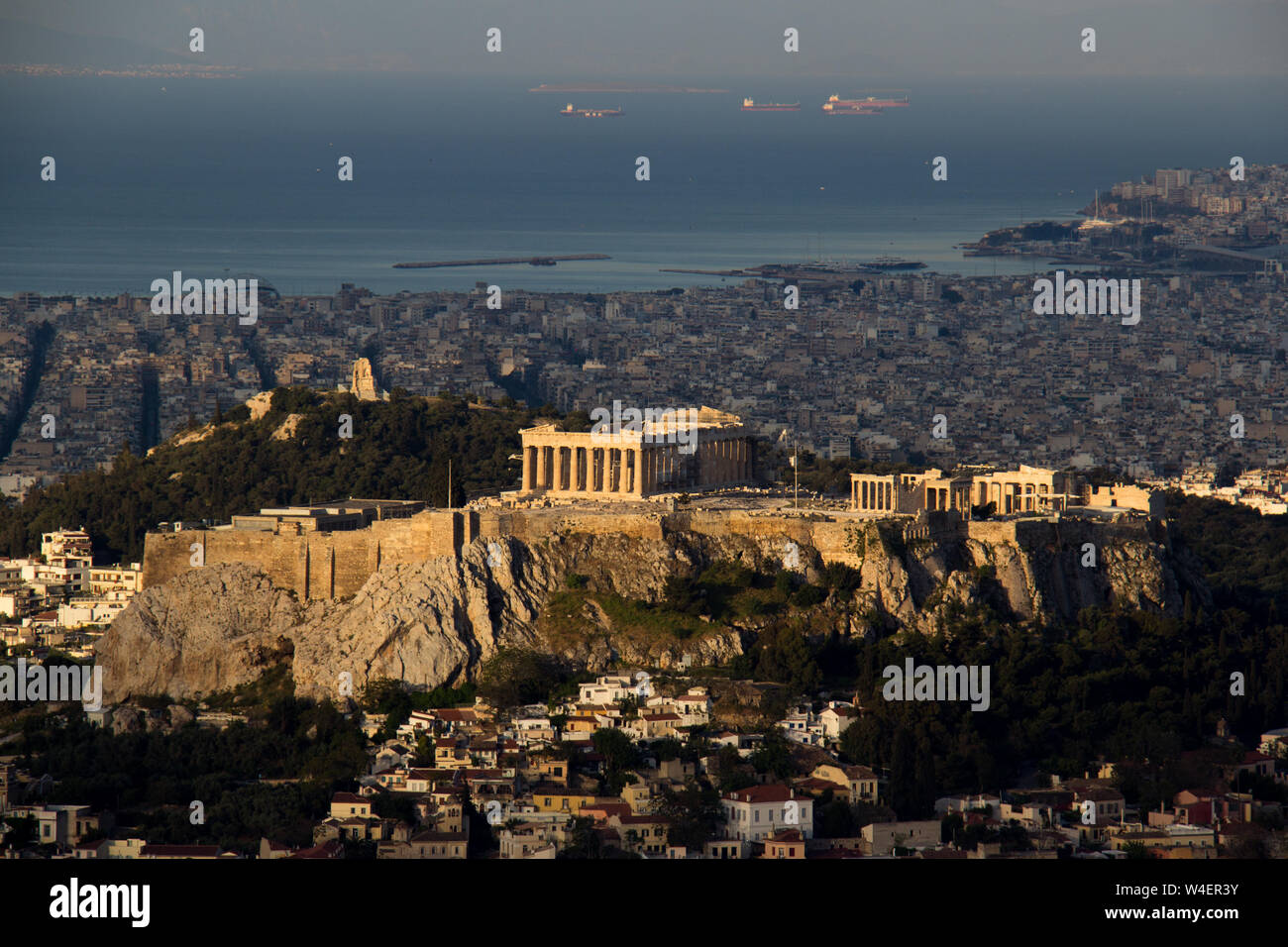 Sunrise over the Acropolis as seen from Lycabetus Hill in Athens ...