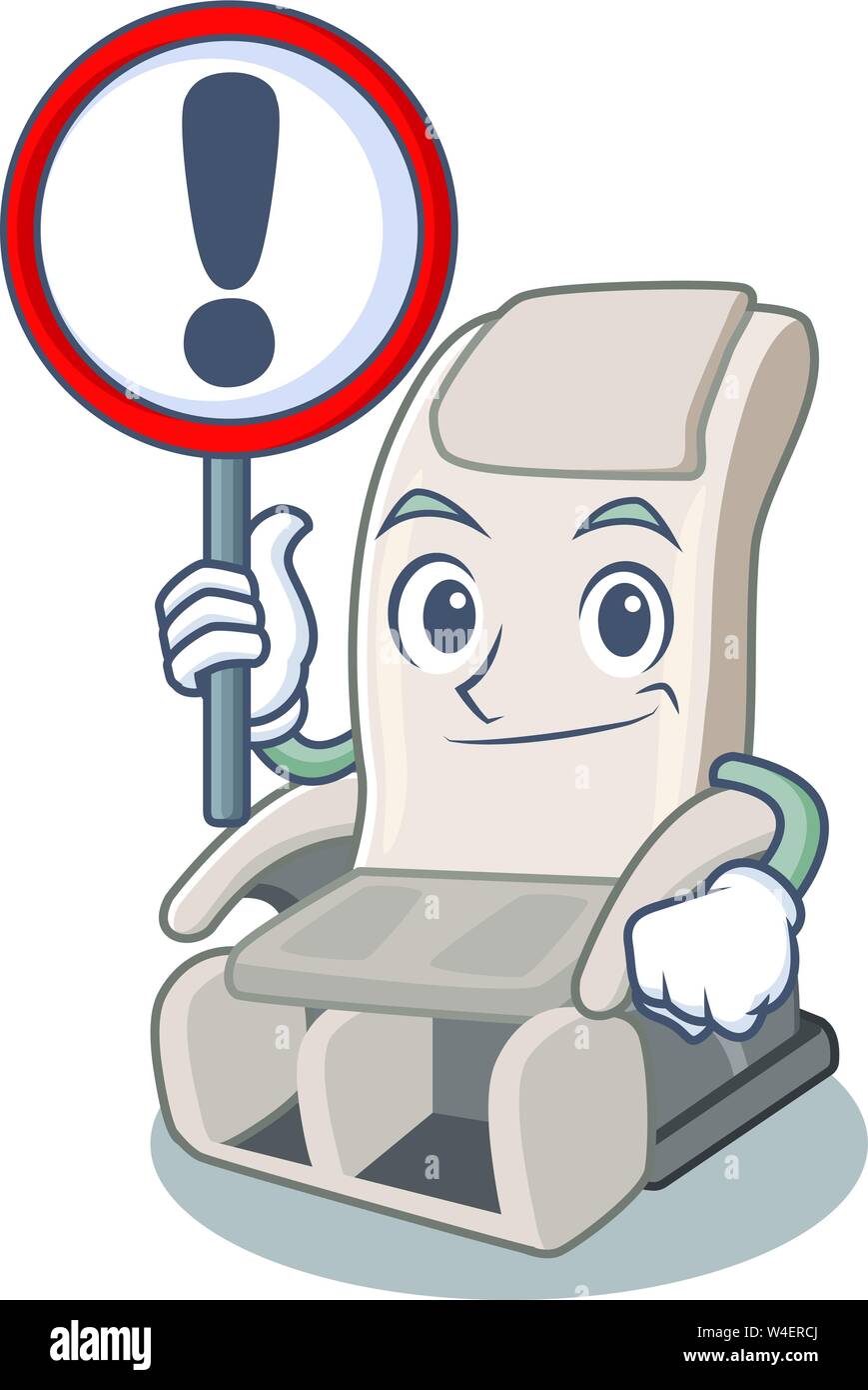 With sign massage chair isolated in the character vector illustration ...