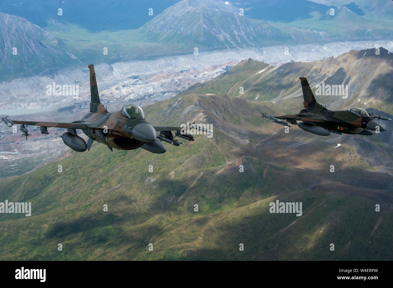 U.S. Air Force F-16 Fighting Falcons from Eielson Air Force Base, fly ...