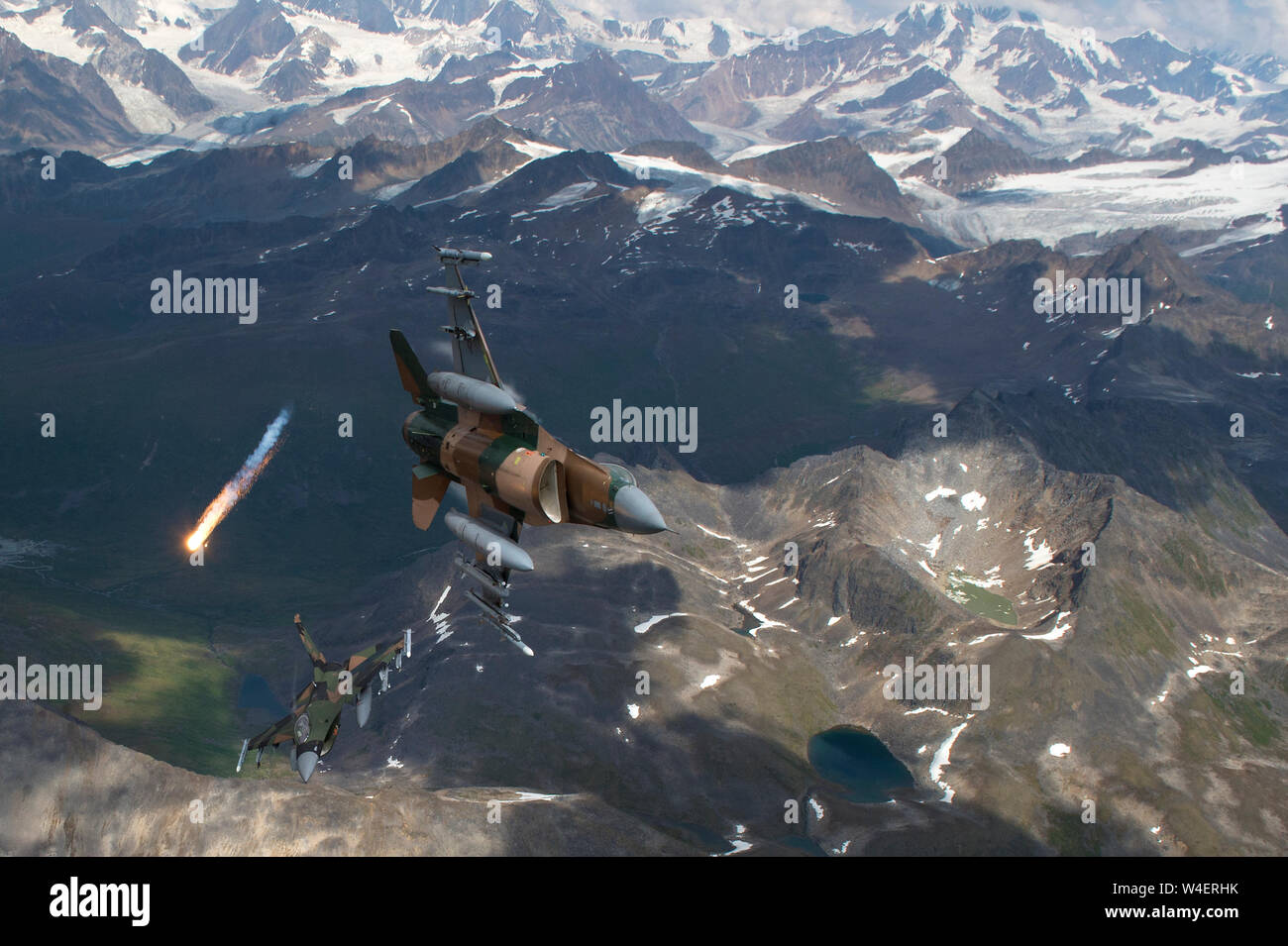 U.S. Air Force F-16 Fighting Falcons from Eielson Air Force Base, fly ...