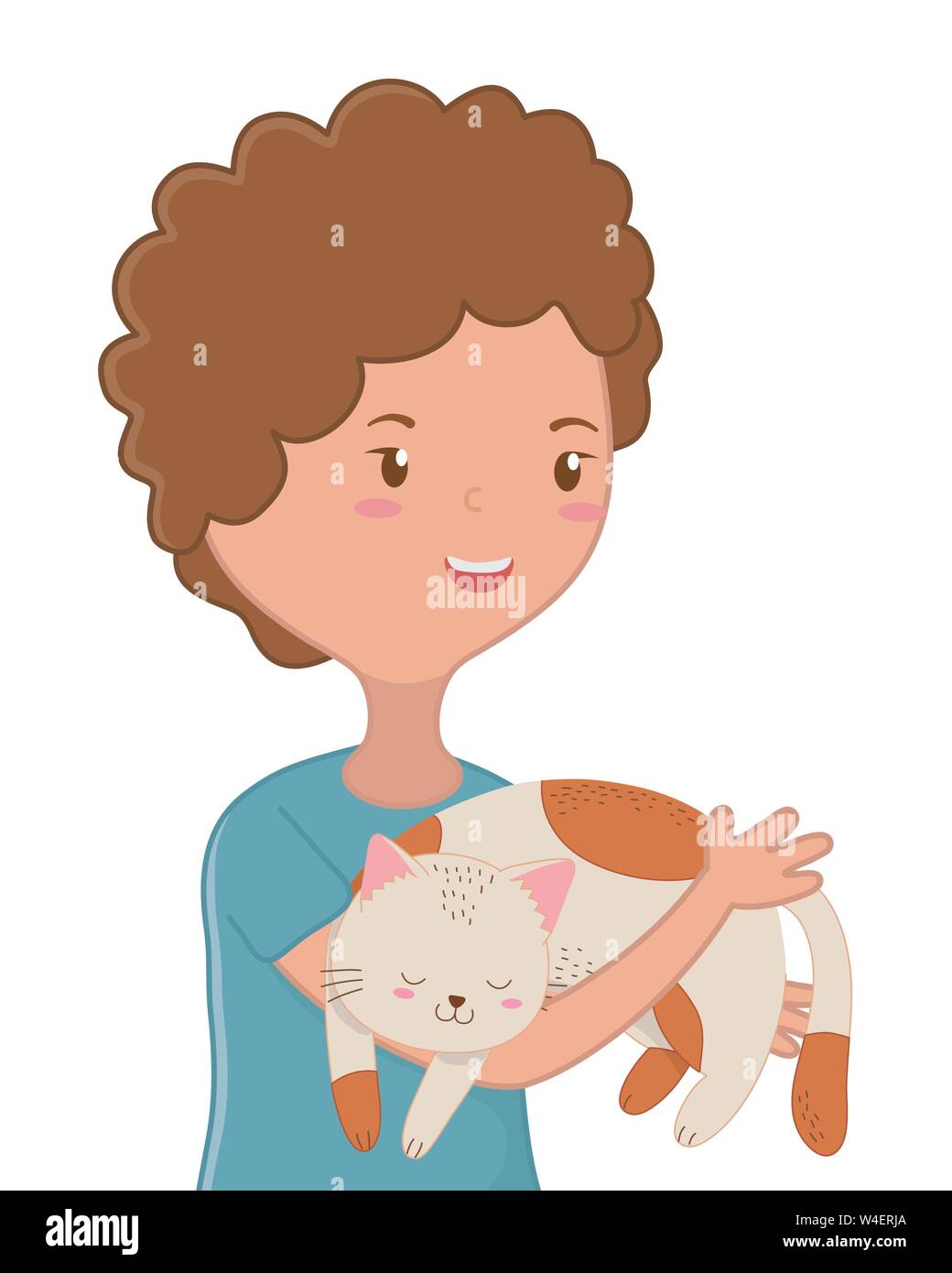 Girl with cat cartoon design, Mascot pet animal domestic cute life ...