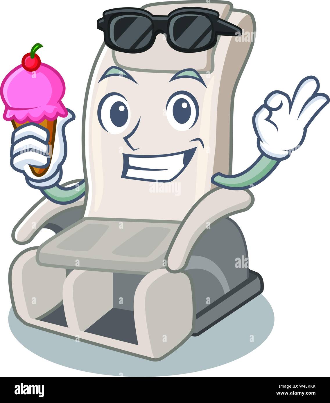 With ice cream massage chair in the mascot shape vector illustration ...