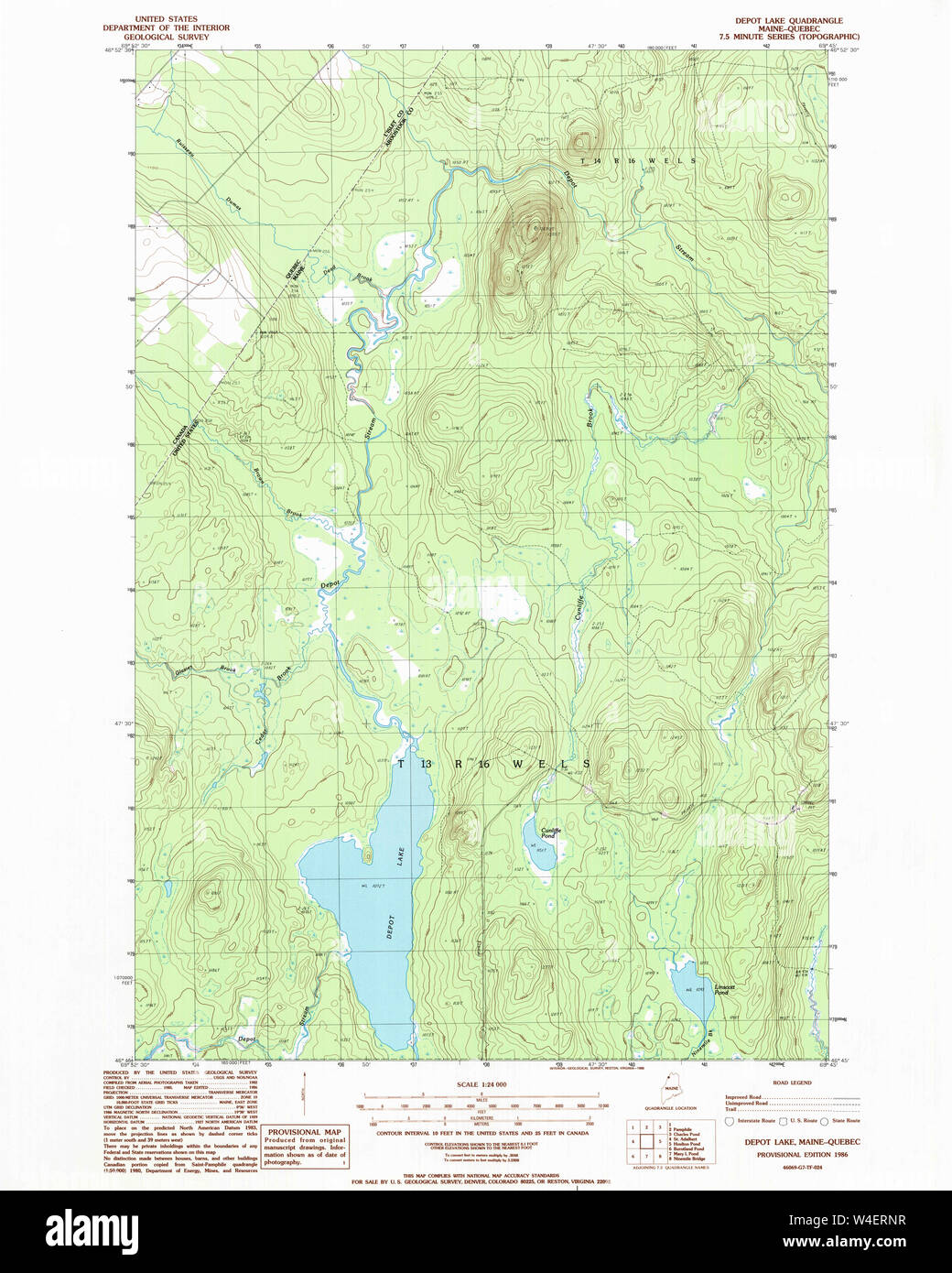 Maine USGS Historical Map Depot Lake 105075 1986 24000 Restoration ...