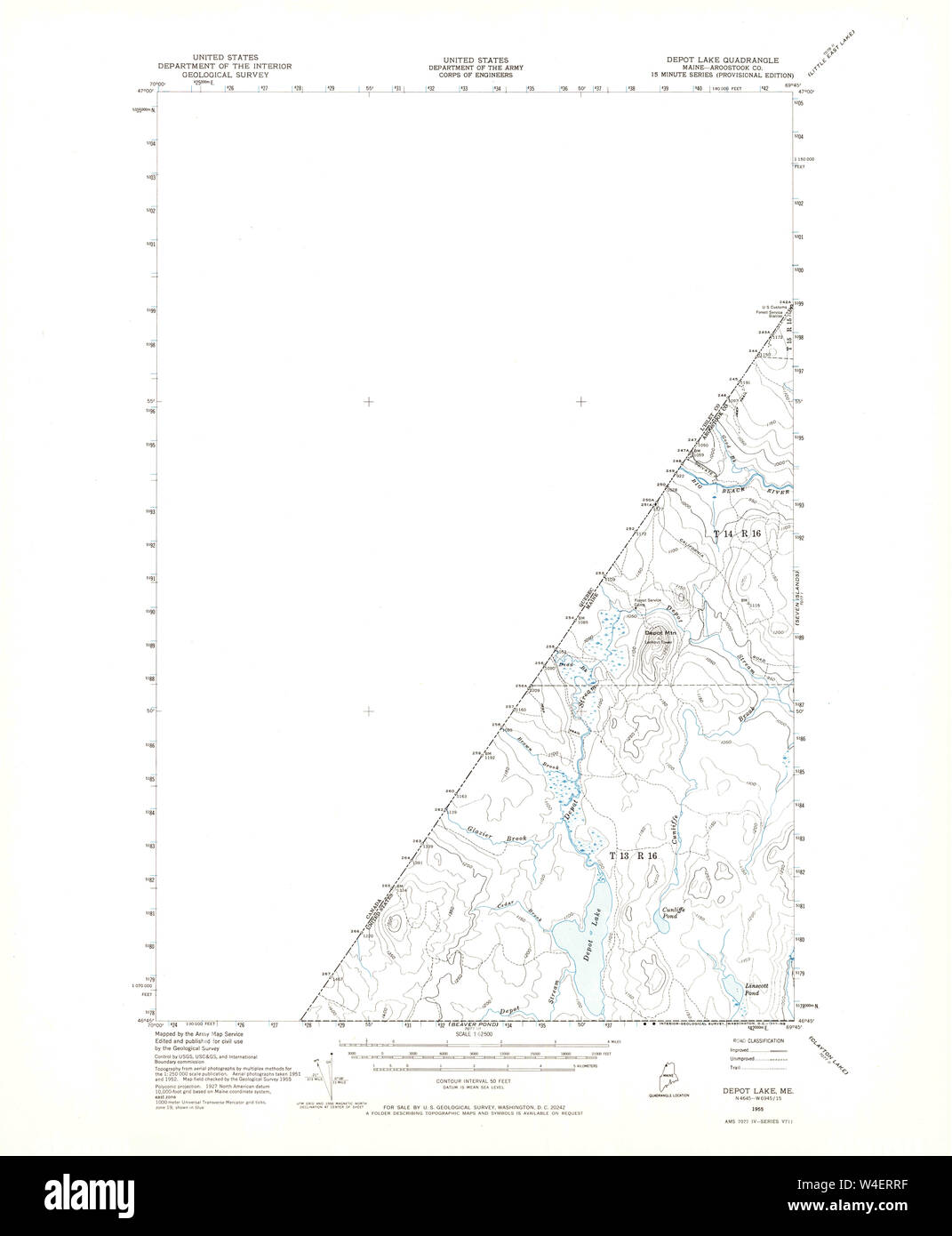 Maine USGS Historical Map Depot Lake 460355 1955 62500 Restoration ...