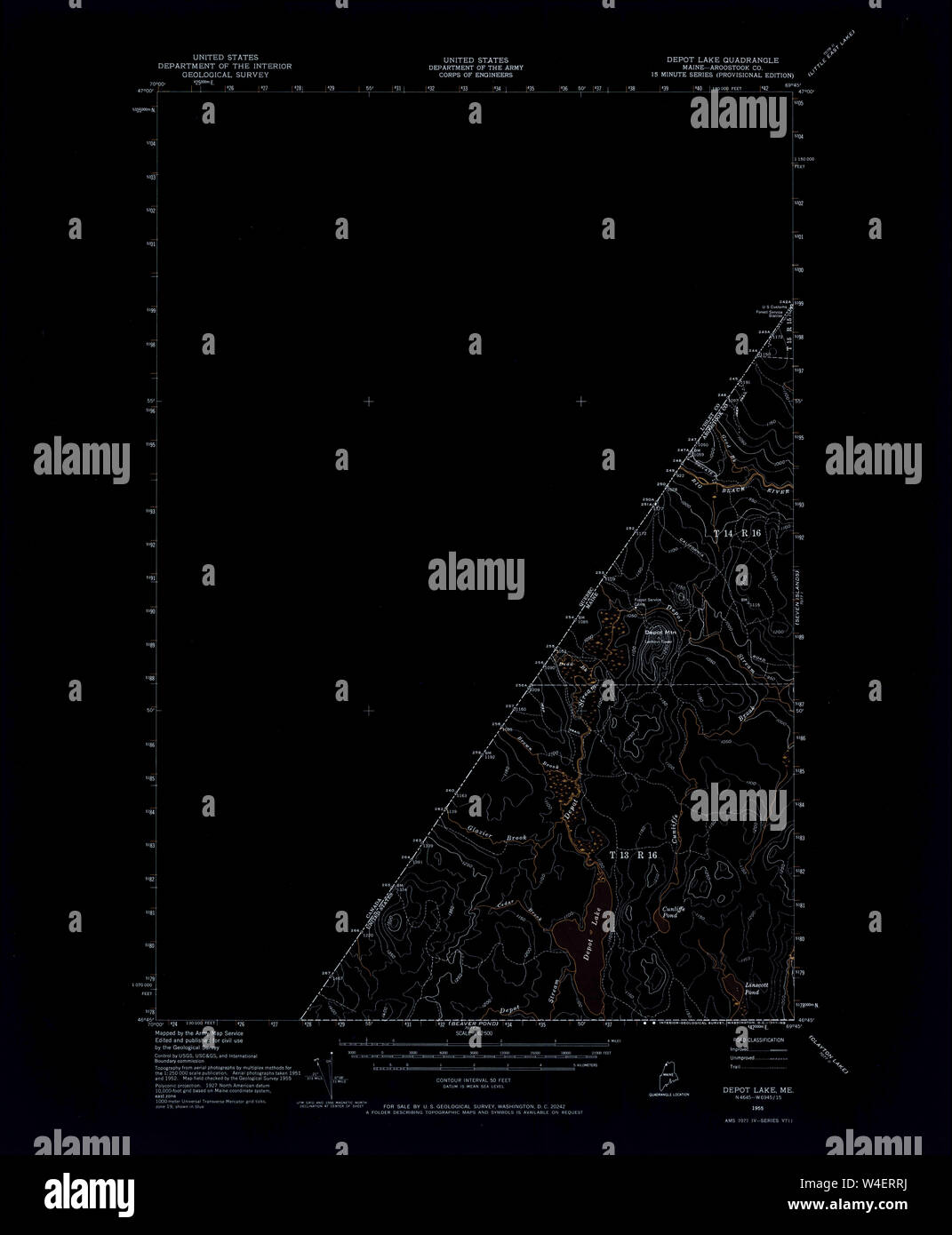 Maine USGS Historical Map Depot Lake 460355 1955 62500 Inversion ...