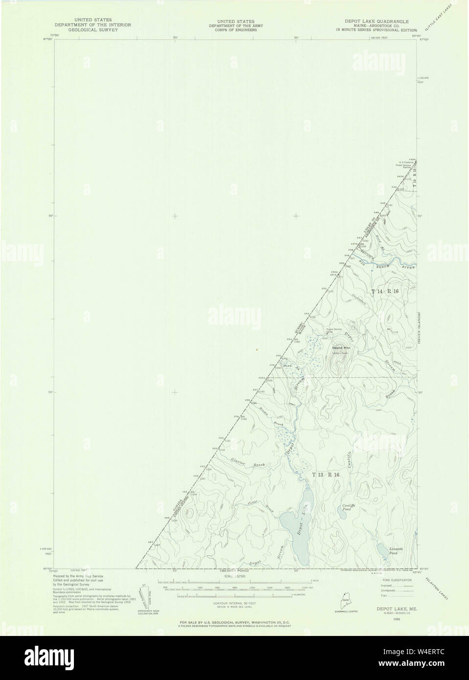 Maine USGS Historical Map Depot Lake 306539 1955 62500 Restoration ...