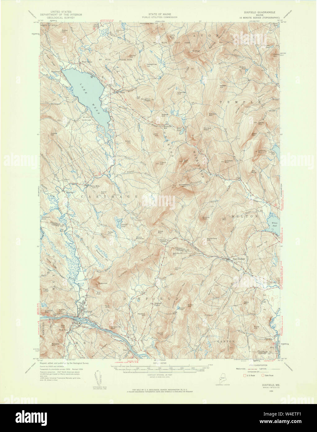 Maine USGS Historical Map Dixfield 306541 1956 62500 Restoration Stock ...