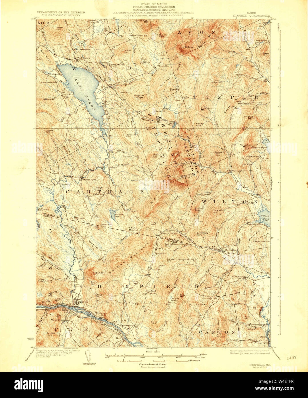 Maine USGS Historical Map Dixfield 460357 1929 62500 Restoration Stock ...