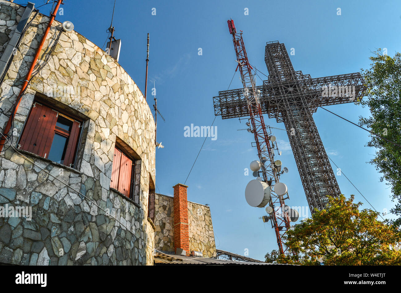 The Millennium Cross in Skopje is a 66-meter tall cross, built on top ...