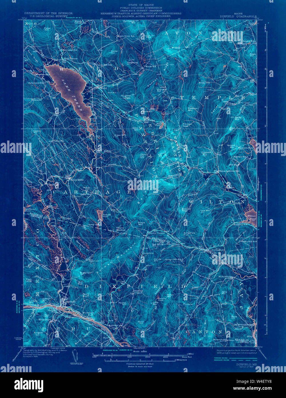 Maine USGS Historical Map Dixfield 807468 1929 62500 Inversion ...