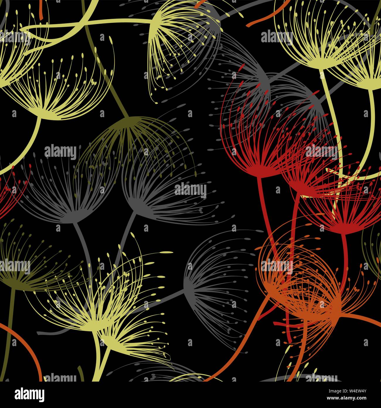 Seamless pattern. Flying of dandelion seeds. Stylish repeating texture ...