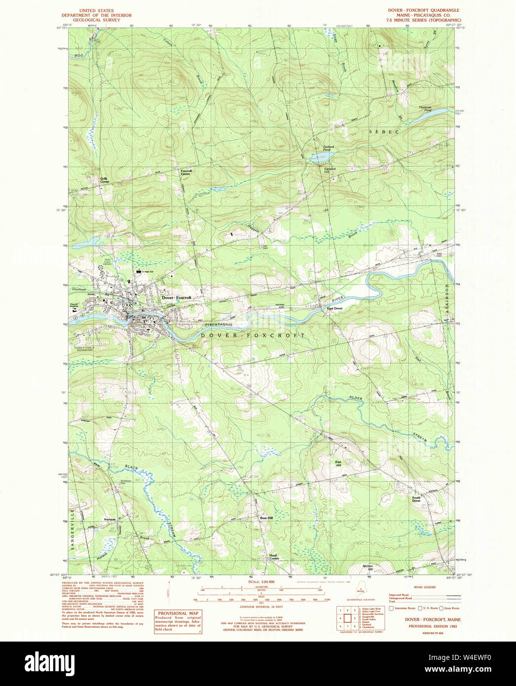 Maine USGS Historical Map Dover-Foxcroft 105082 1983 24000 Restoration ...