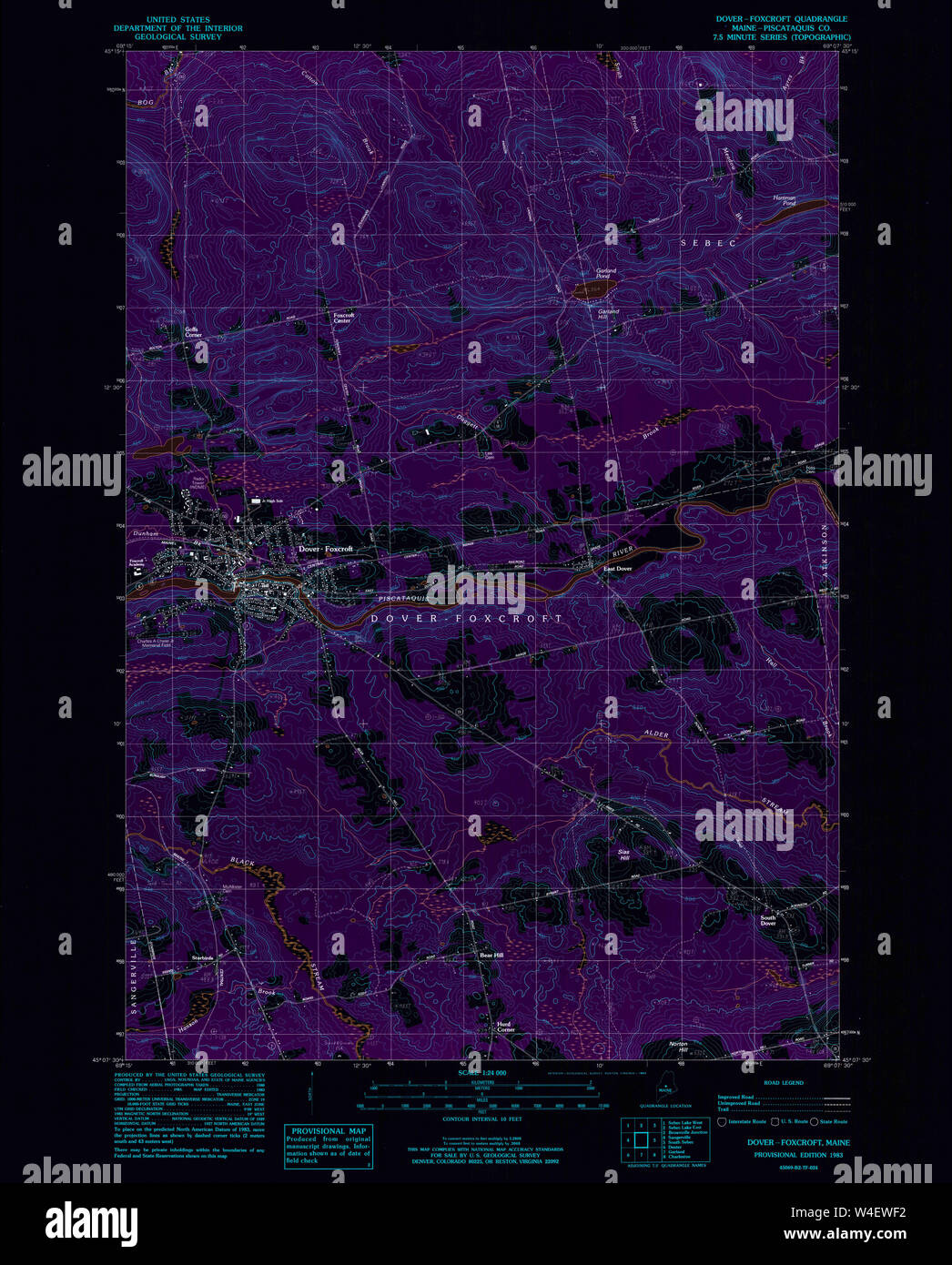 Maine USGS Historical Map Dover-Foxcroft 105082 1983 24000 Inversion ...