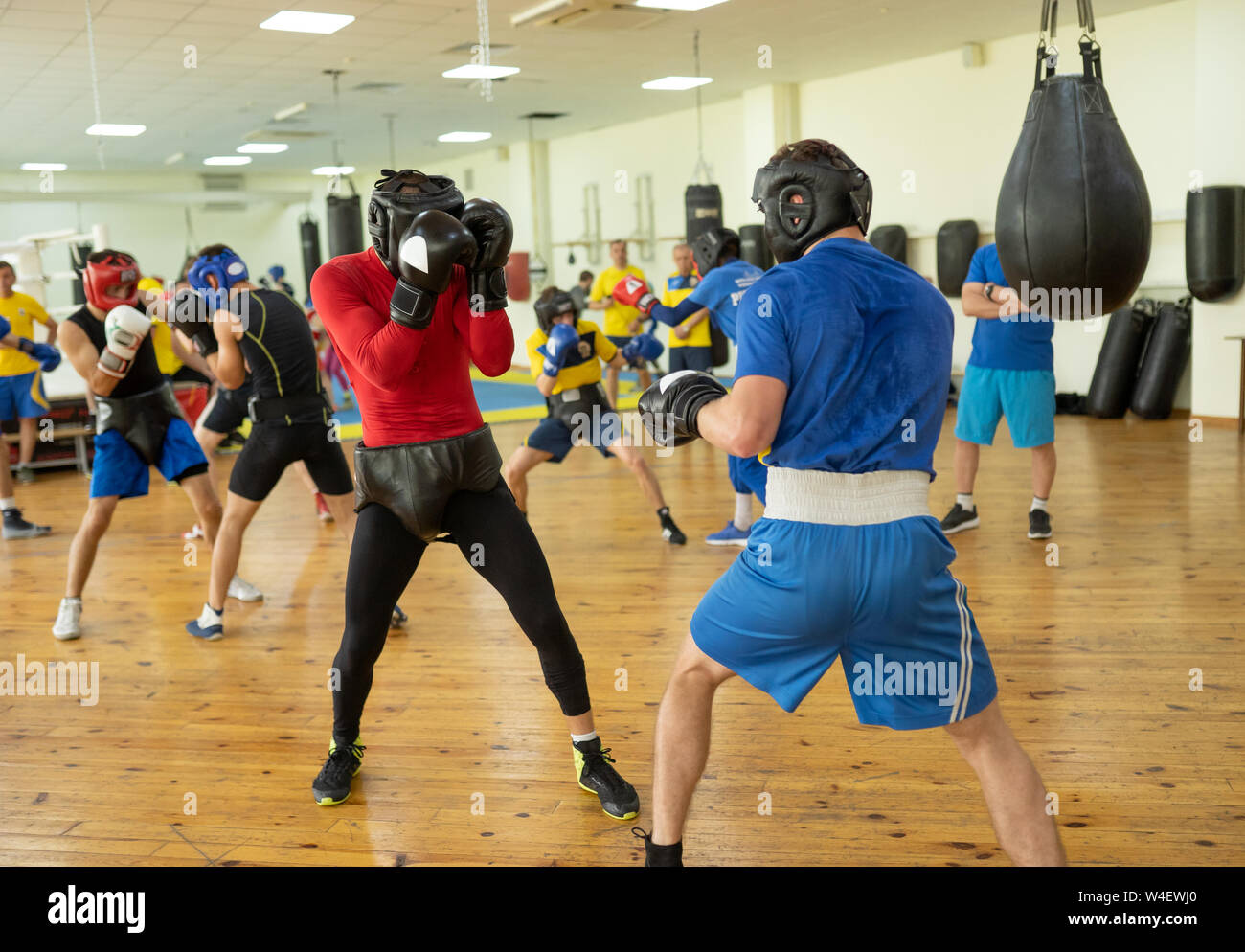 Boxing fighters during training session Stock Photo - Alamy
