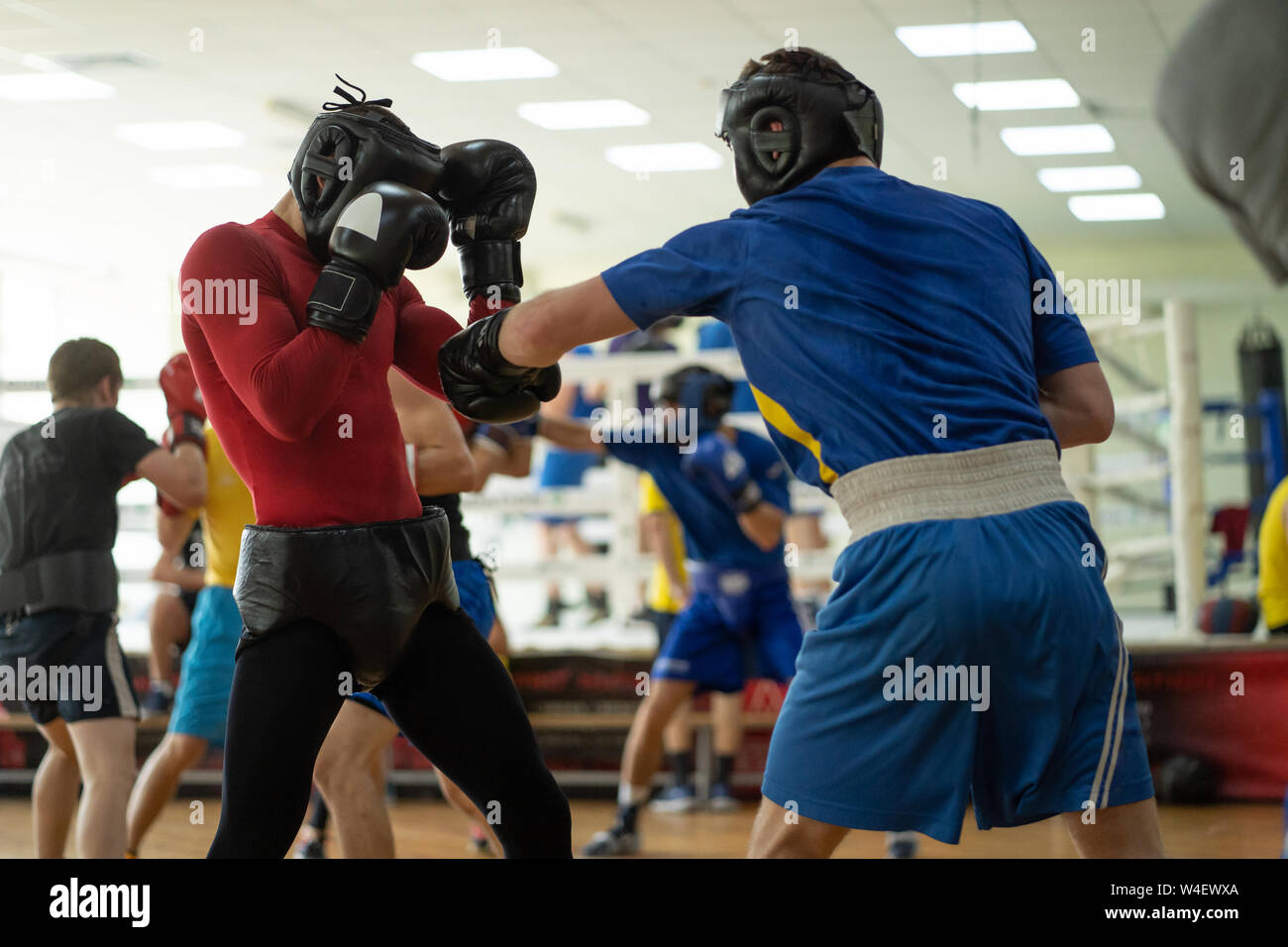 Boxing fighters training at gym Stock Photo - Alamy