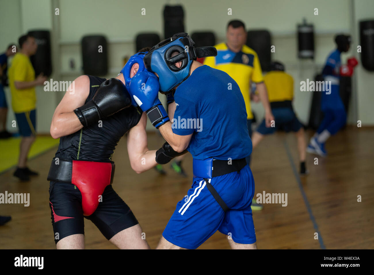 Boxing fighters in action Stock Photo - Alamy
