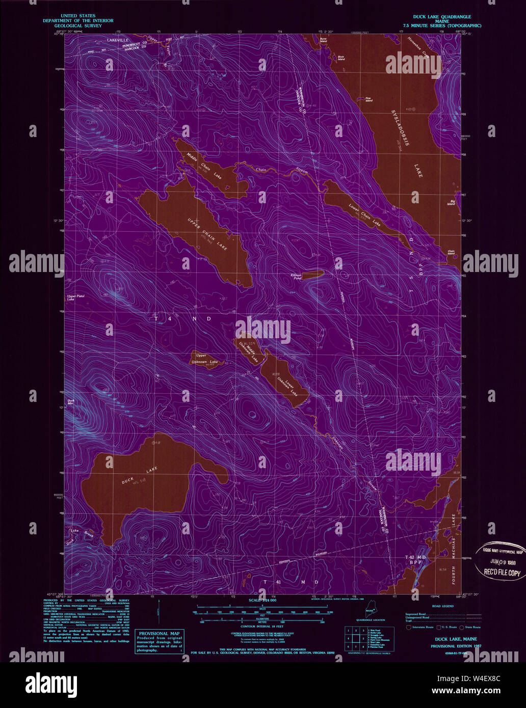 Maine USGS Historical Map Duck Lake 807887 1987 24000 Inversion ...