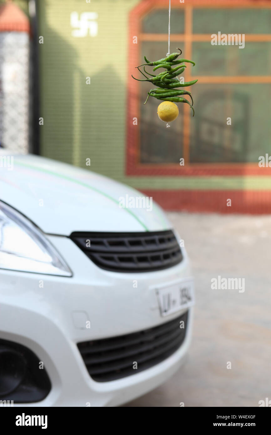 Close up of nimbu mirchi charm Stock Photo - Alamy