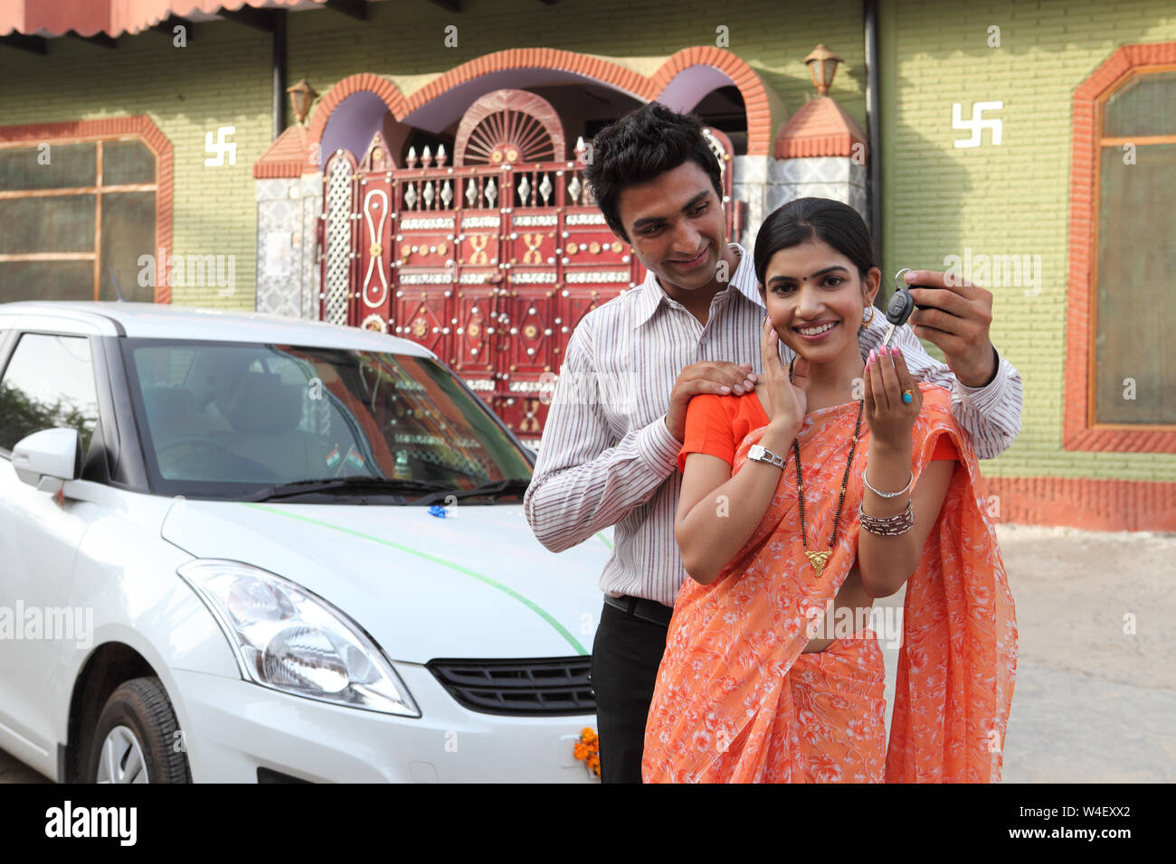 Indian woman car key showing hi-res stock photography and images - Alamy
