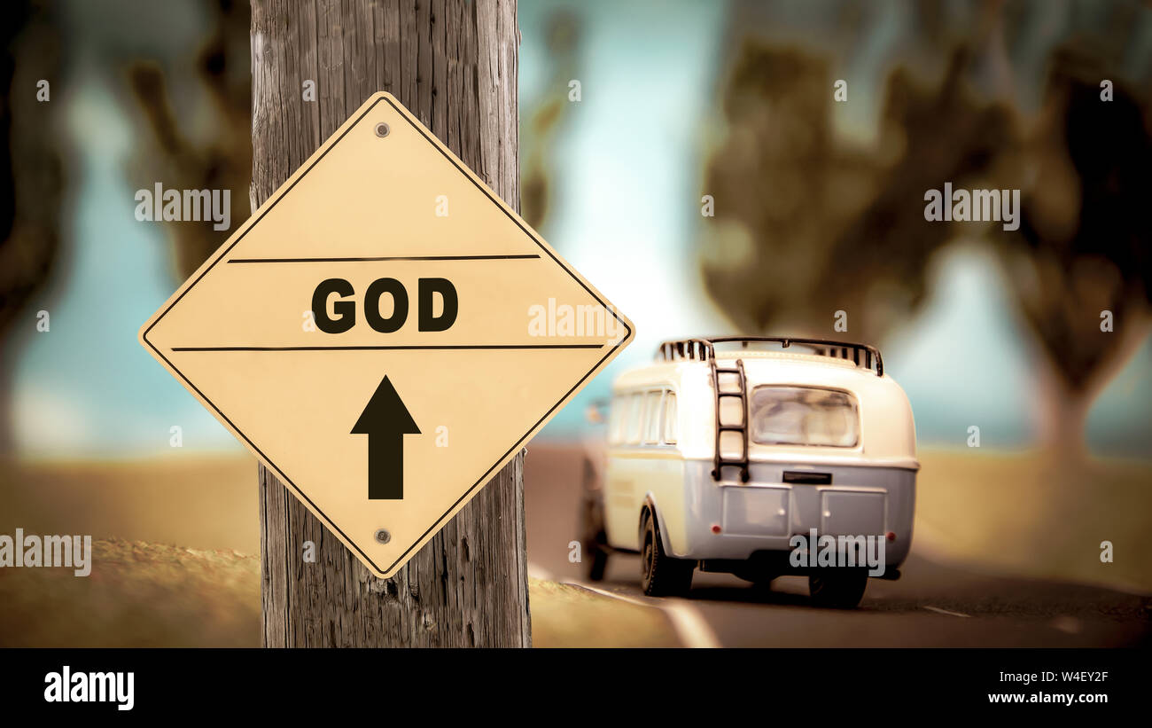 Street Sign the Direction Way to God Stock Photo - Alamy