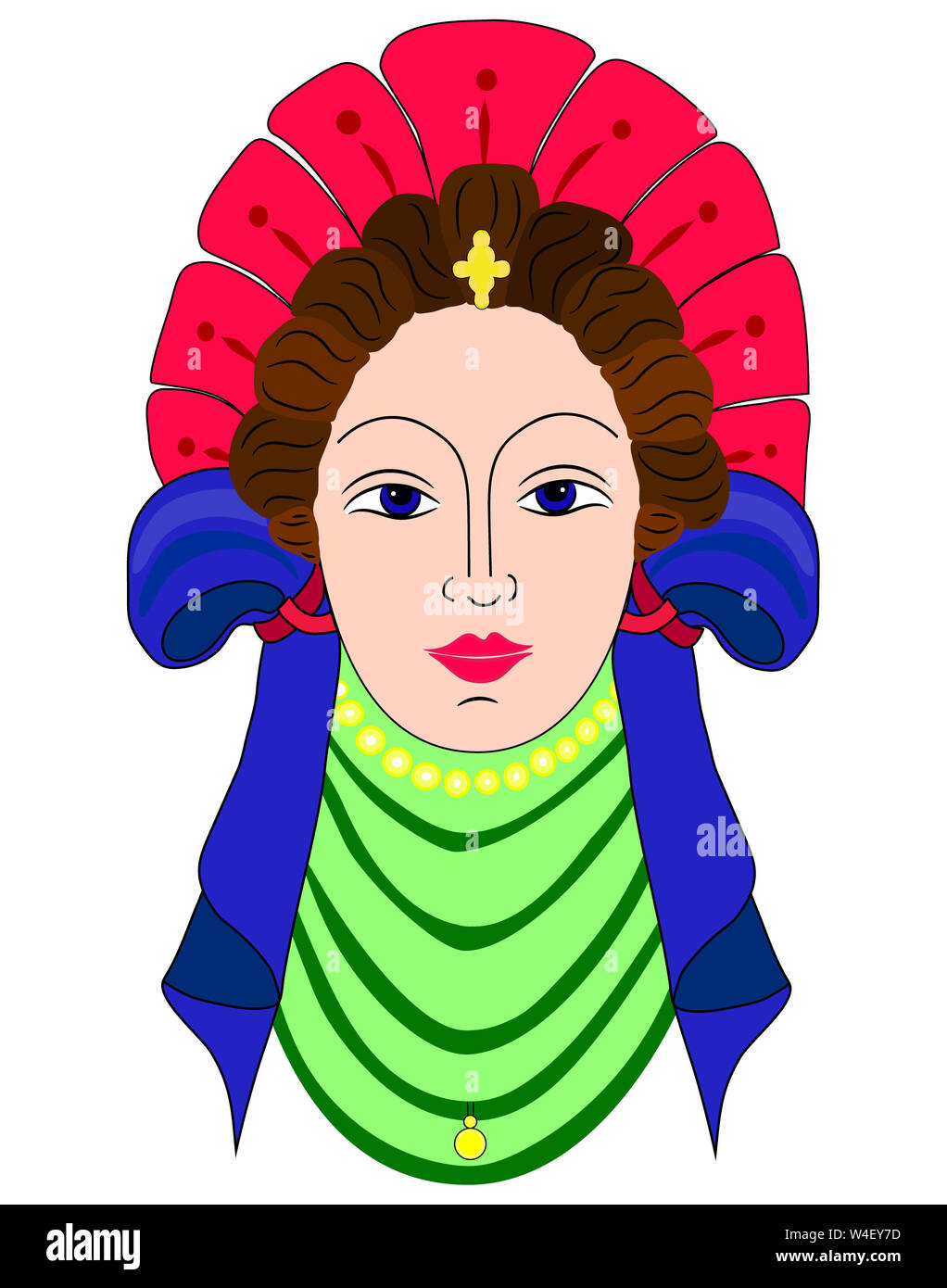 Flat portrait of a girl. Vintage Ladies ' attire. Historical portrait ...