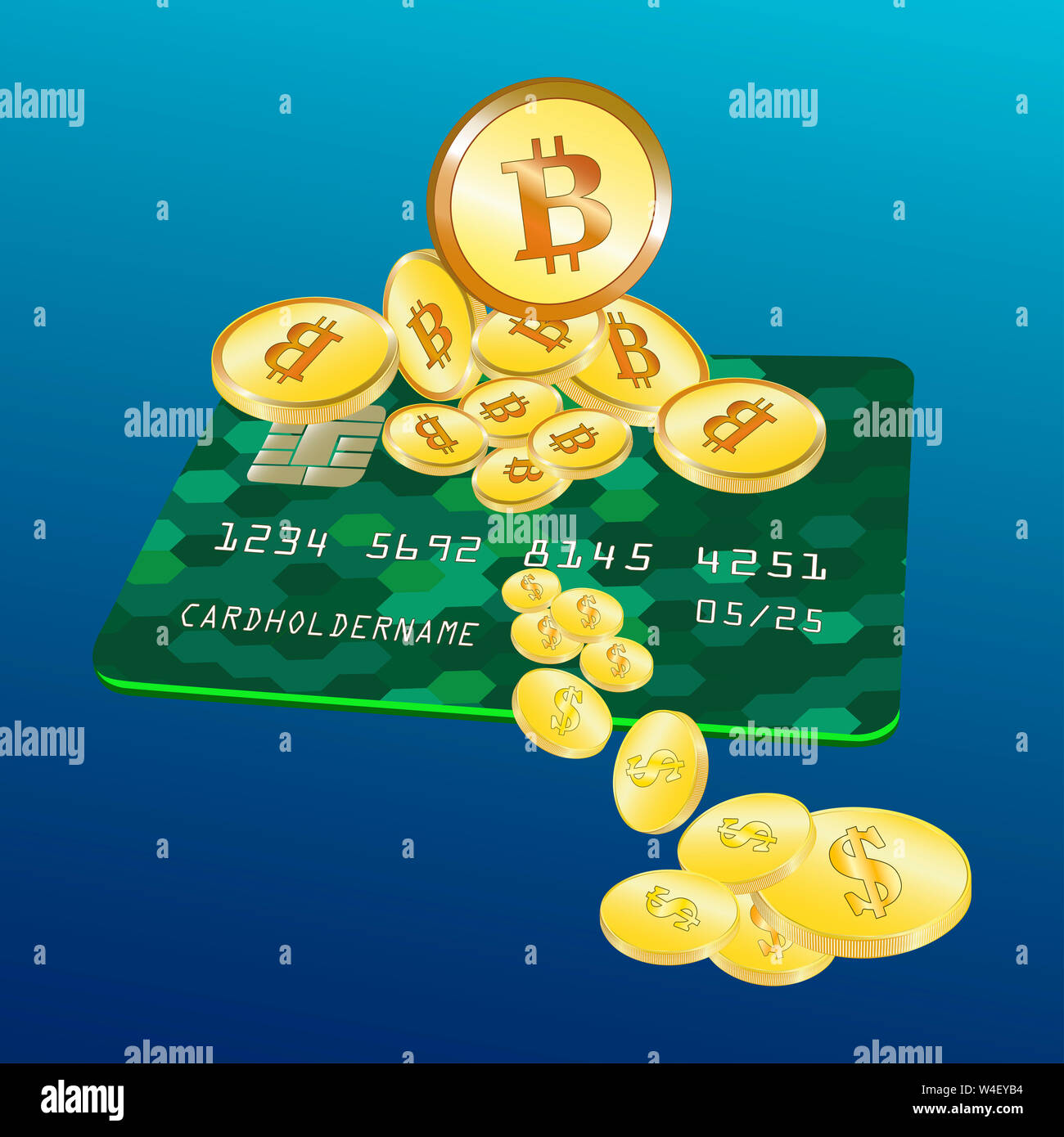 Bitcoin Sign .Credit card. The withdrawal of money. Bitcoin exchange ...