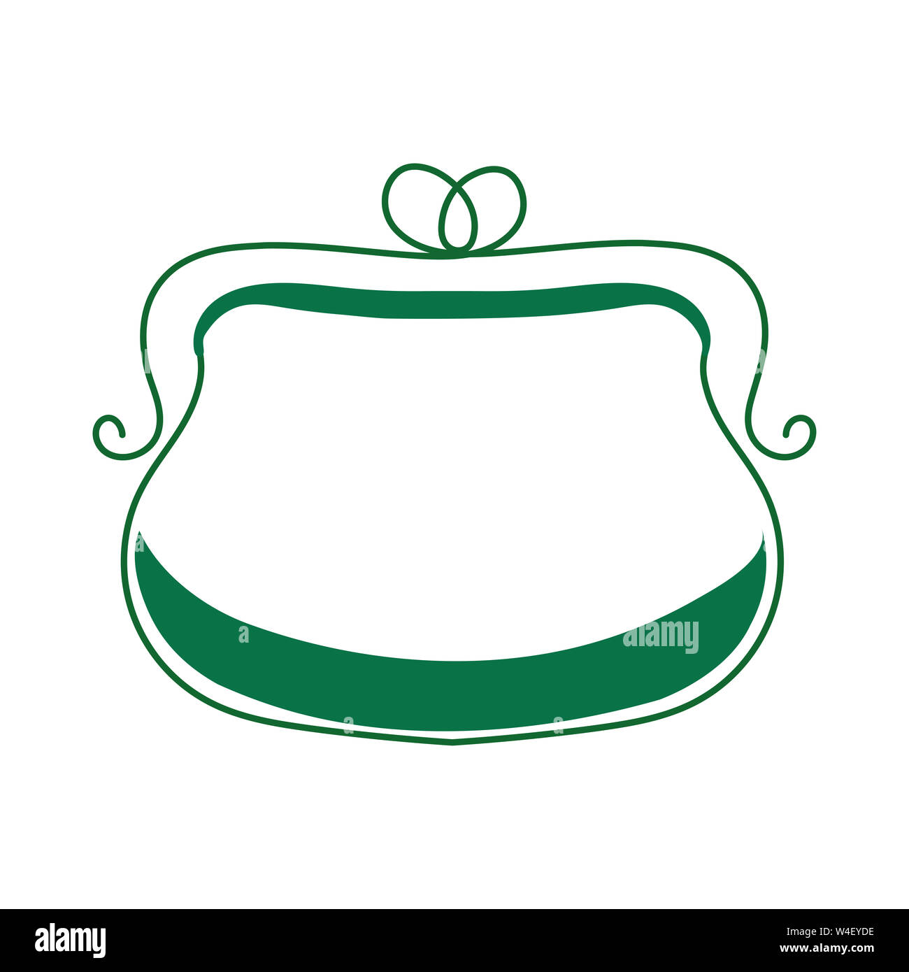 Linear drawing of the wallet.Green wallet icon. Isolated, white ...