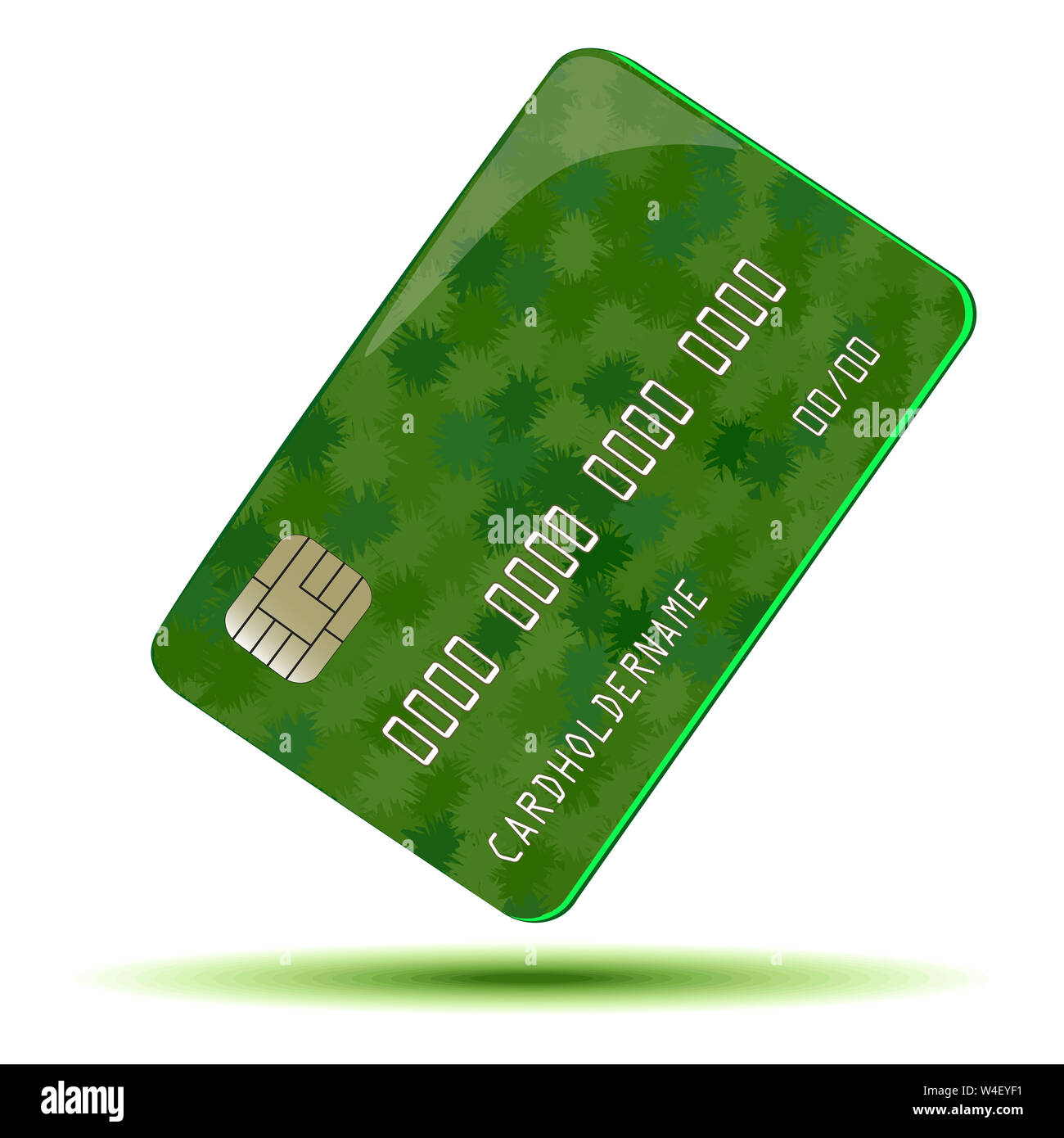 Flat drawing Green credit card. Isolated, white. Illustration Stock ...