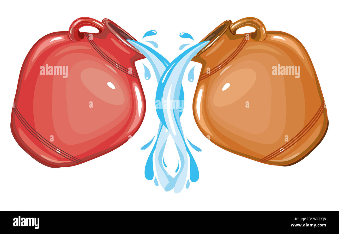 Ceramic, glossy pitcher. Clay jug of water, water is pouring. Dishes ... Ceramic, glossy pitcher. Clay jug of water, water is pouring. Dishes ...