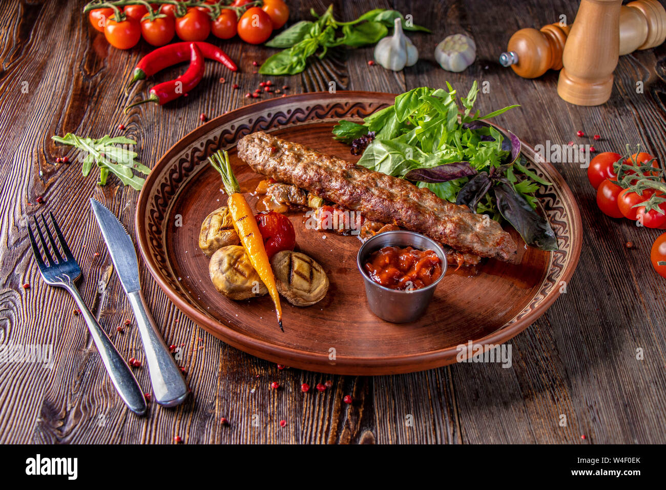 Turkish and Arabic Traditional Ramadan mix kebab plate, Kebab lamb and ...