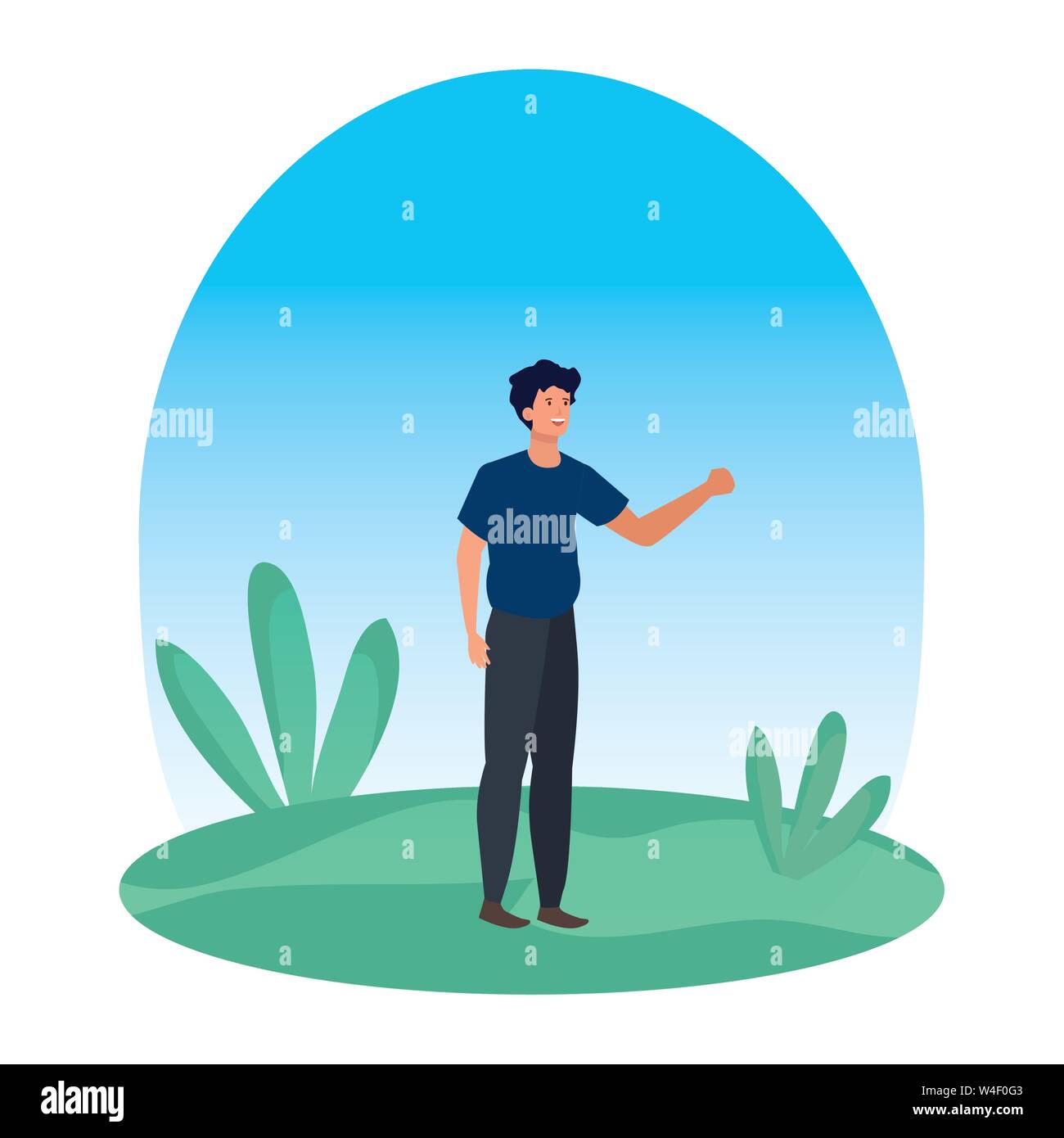 happy young man in the landscape Stock Vector Image & Art - Alamy