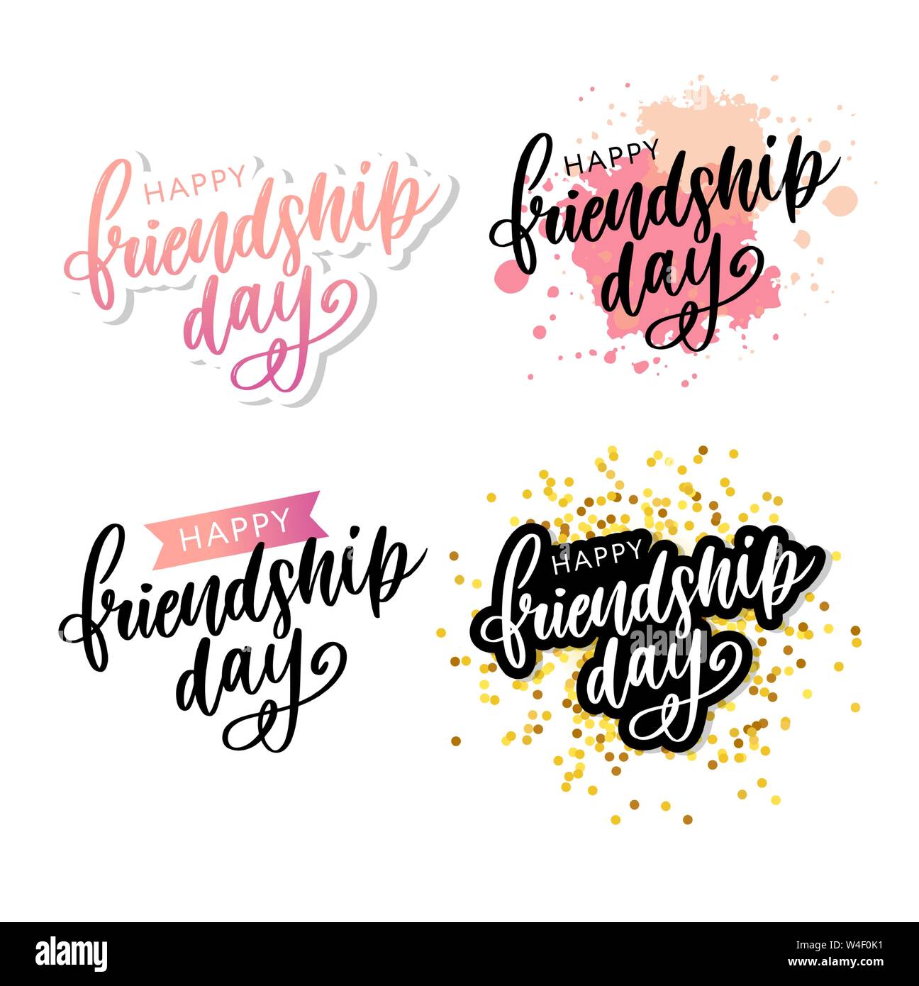 Vector illustration of hand drawn happy friendship day felicitation in ...