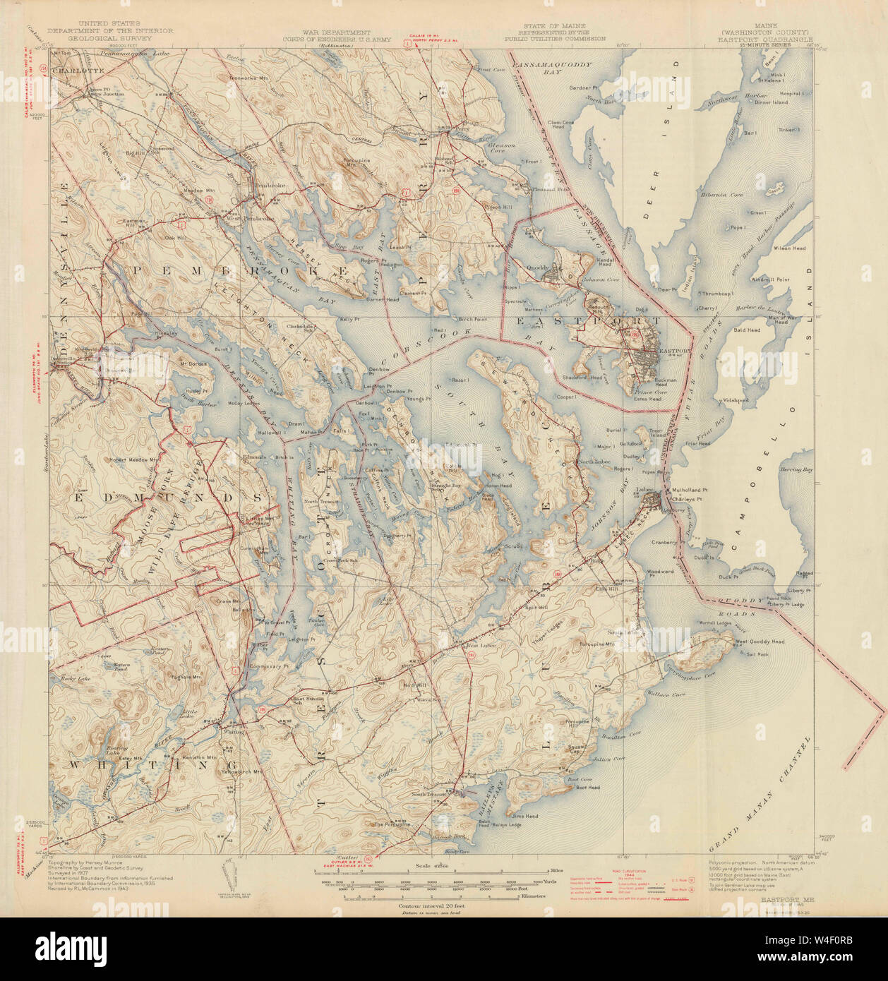 Maine USGS Historical Map Eastport 306551 1945 62500 Restoration Stock ...
