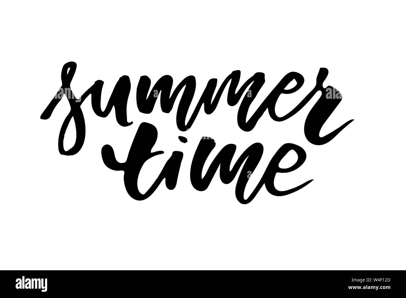 Summer time vector text lettering calligraphy letters black white Stock ...