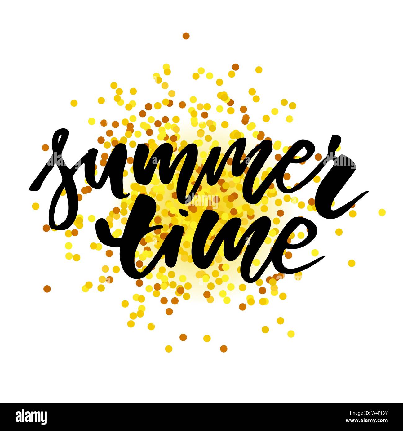 Summer time vector text lettering calligraphy letters black white Stock ...