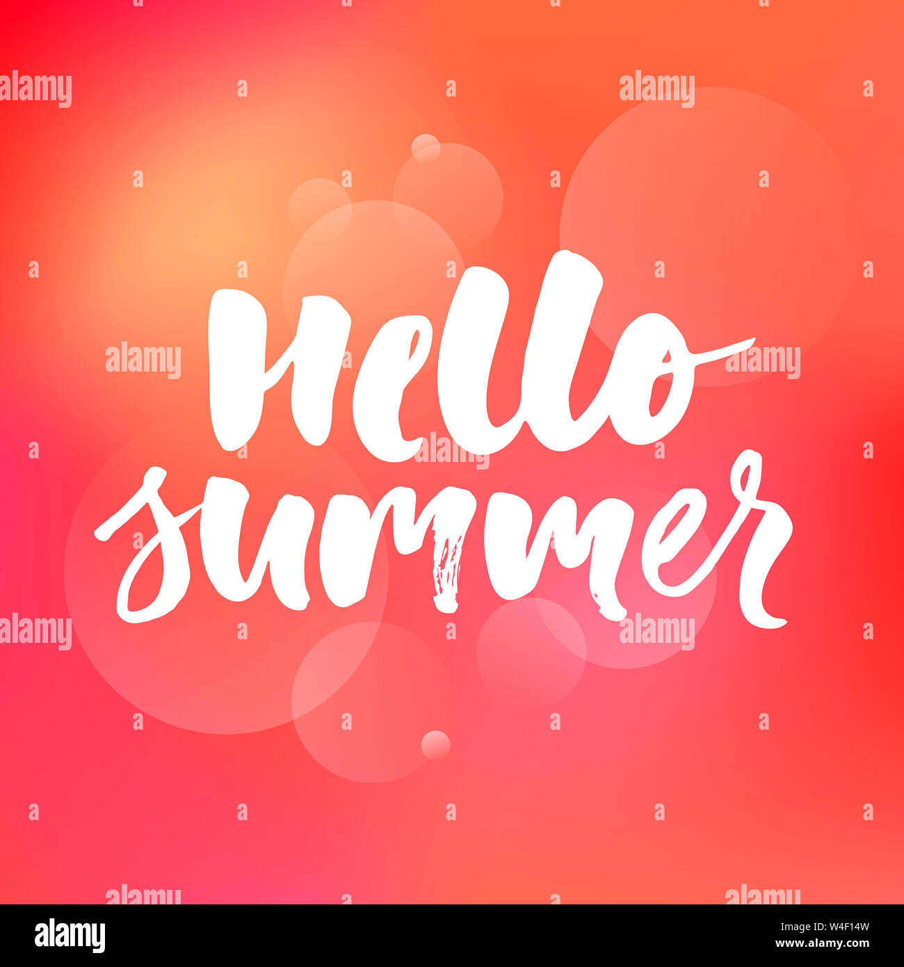 hello summer text lettering calligraphy phrase color white Stock Photo ...