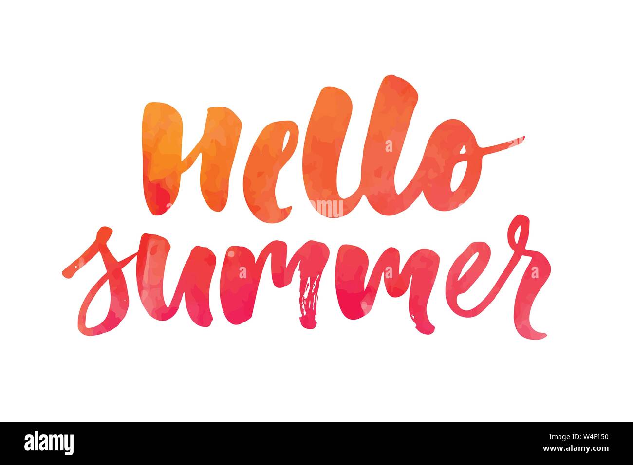 Lettering with phrase Hello summer. Vector illustration. watercolor ...