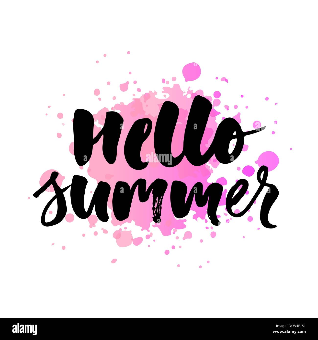Lettering with phrase Hello summer. Vector illustration. watercolor ...