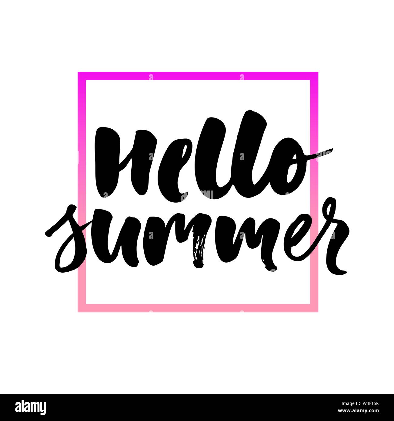 Hello summer vector text lettering calligraphy letters black white ...